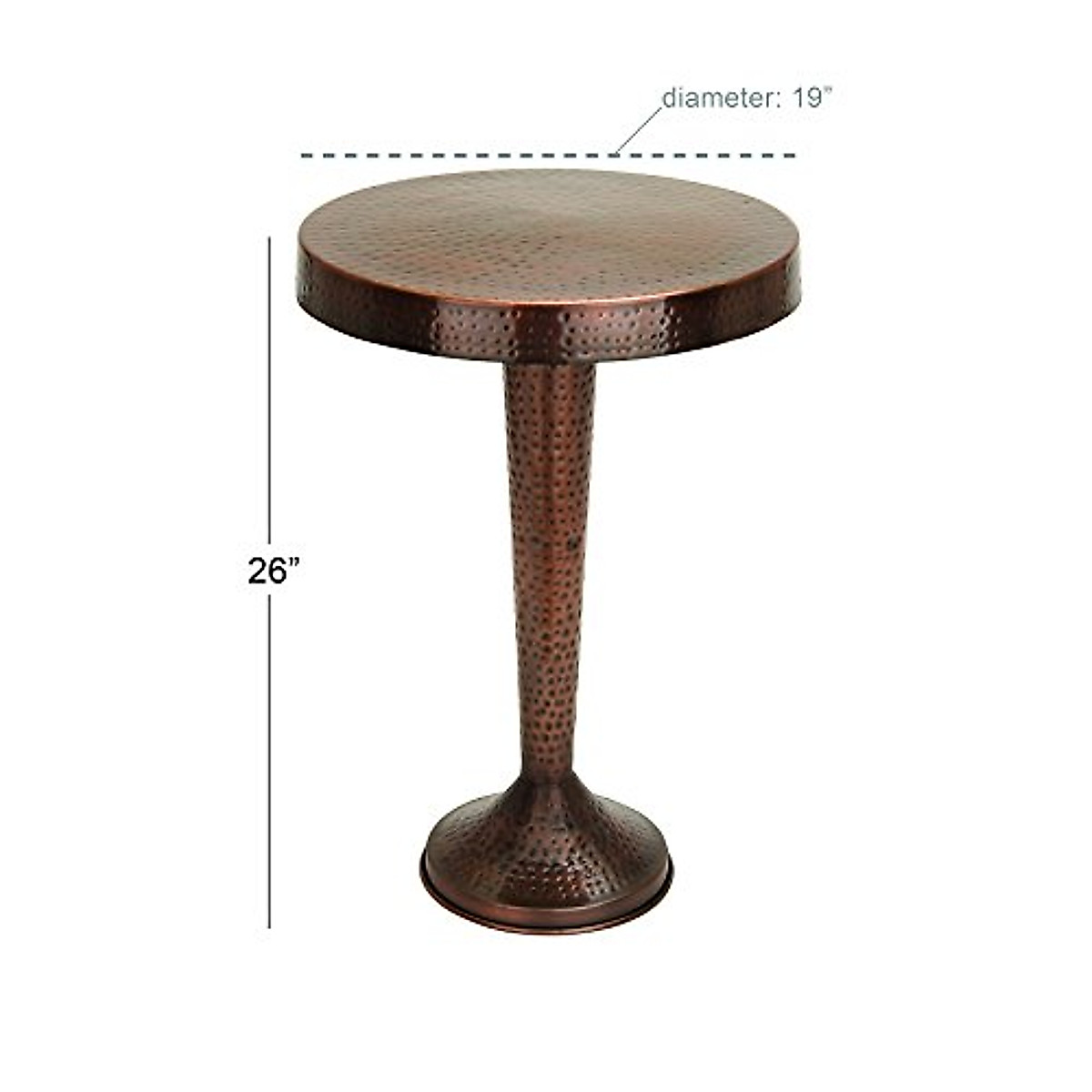 Deco 79 Metal Side End Accent Table Hammered Pedestal End Table, Side Table 19" x 19" x 26", Bronze
