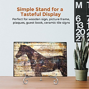 TR-LIFE Plate Stands for Display - 10 Inch Plate Holder Display Stand + Metal Easel Stand for Picture Frame, Decorative Plates, Photo, Book, Collectibles (Silver 2 Pack)