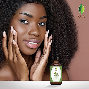 SVA Castor Oil 4 oz (118 ml) Premium Carrier Oil, Cold–Pressed, Hexane Free, with Dropper for Hair Care, Hair Oiling, Scalp Massage, Skin Care & Massage