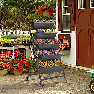 Generic 5 Tiers Vertical Garden Bed, Vertical Garden Planter Indoor and Outdoor, Vertical Elevated Garden Bed Perfect for Vegetables Flowers Herbs