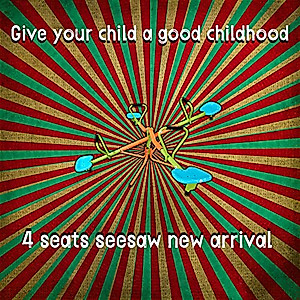 Veemuaro Kids Seesaw, 4 Seat 360 Degree Spinning Seesaw, Kids Outdoor Play Equipment, Metal Teeter Totter for Playground and Backyard (4 Seats)