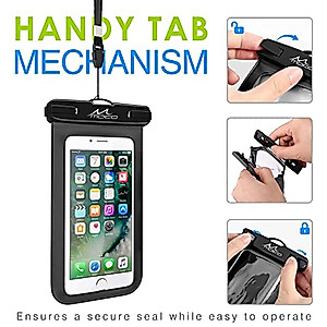 MoKo Waterproof Phone Pouch Holder, Cellphone Case Dry Bag with Lanyard Armband Compatible with iPhone 14 13 12 11 Pro Max, Samsung S21/S20/S10, Black