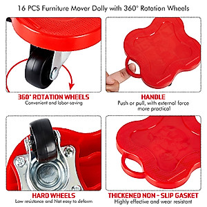 17 Pcs Furniture Mover with Wheels Furniture Lifter Set, Red 360 Degree Rotation Wheels Furniture Dolly Heavy Furniture Roller Move Tools Moving Wheels for Appliance Table Refrigerator Cabinet Sofa
