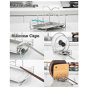 YQh lid holders for pots and pans,Pot Lid Holder,Multifunctional Lid and Spoon Rest Rack with Drip Tray for Pot Lids,cutting board holder stand,pan holder,Bakeware Organizer Rack Holder, Pot Organizer