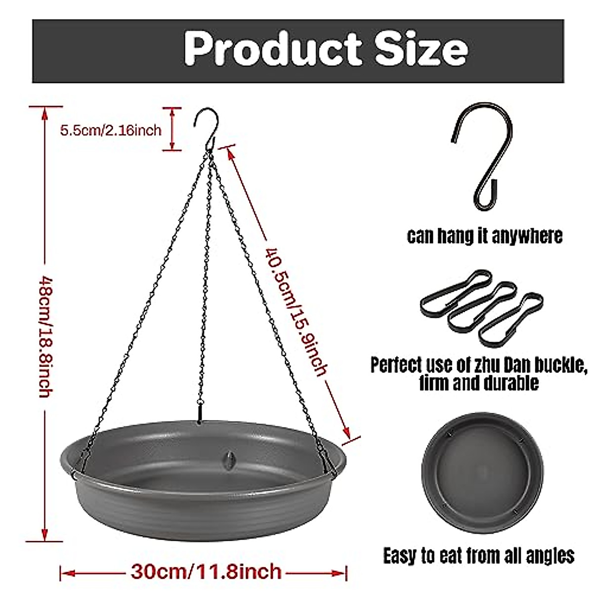 Hanging Bird Bath Hanging Bird-Feeder - CARGEN Garden Bird Bat Bird Feeder Plate Hanging Tray Bird Bath Tray Hanging Bird Water or Bird Seed hanging bird baths for outdoors