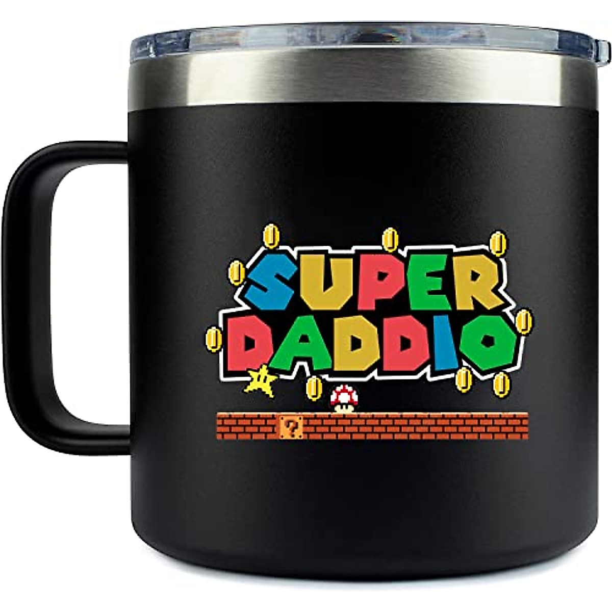 YACO STORE 14oz Mug- SuperDaddio | Gifts for Dad Who Wants Nothing - Dad Gifts from Daughter Son - Birthday Gifts for Dad - Step Dad Gifts - Best Dad Ever Gifts - Super Mario Gifts