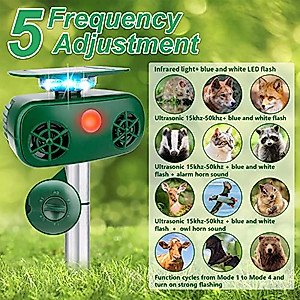 Defendy Ultrasonic Animal Repeller, Solar Repeller Cat Repellent Outdoor Powered Bird Waterproof Dog Deterrent Squirrel Deer Raccoon & More for Yard Garden Farm