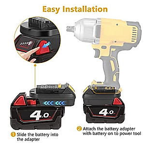 KUNLUN MIL18DL Battery Converter for Milwaukee to Dewalt Battery Adapter, Convert for Milwaukee M18 18V Battery to Dewalt 20V Battery for Dewalt Cordless Tools(Bare Adapter Only)