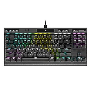 CORSAIR K70 RGB Tenkeyless Mechanical Gaming Keyboard - CHERRY MX SPEED Switches, Aluminum Frame, Per-Key RGB Backlighting, Detachable USB-C Cable