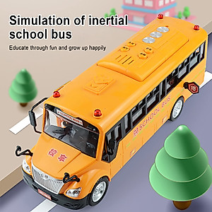 Diecast Toy School Bus, Burrs-Free Battery-Operated Toddler Educational Alloy Bus Car Toy