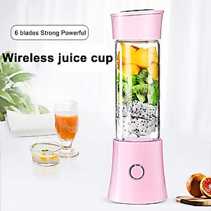 Toycol Portable Blender, Mini Personal Size Blenders for Smoothies and Shakes,Travel Juicer Cup Smoothie Maker with Updated 6 Blades USB Rechargeable Fruit Mixer with 4000mAh Battery16Oz Pink