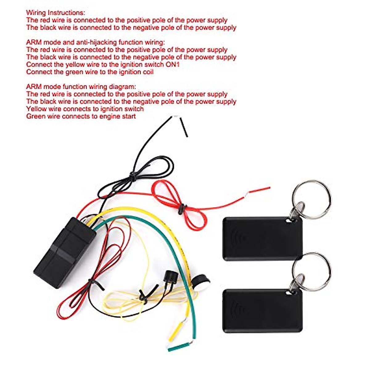 Weojeviy Car Security System, Anti Theft, 2.4GHZ Engine Immobilizer Anti Hijacking Alarm System Intelligent Circuit Cut Off Universal for DC12V Vehicles