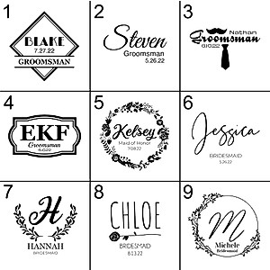 R and R Imports Personalized Wedding Party Customizable Etched 2 oz Square Shot Glass, Bridesmaid Groomsmen Gifts