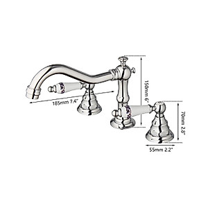 MISSCELL Chrome Brass Bathroom Faucet Hot & Cold Bathtub Mixer Faucet Deck Mounted Wash Basin Sink Faucet Ceramic Handles ，Faucet, LL-662