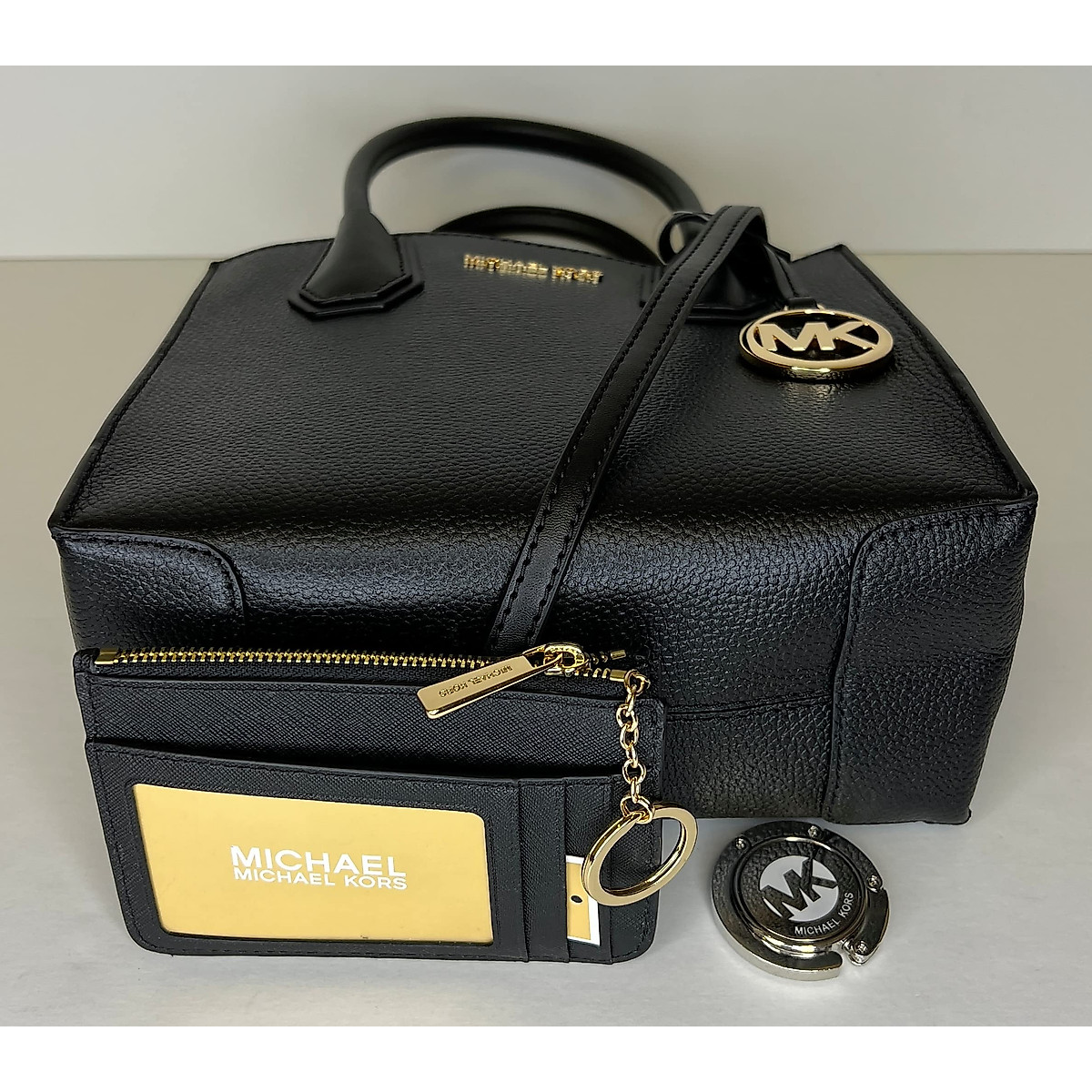 Michael Kors MICHAEL Michael Kors Mercer MD Messenger bundled SM TZ Coinpouch Purse Hook (BLK)