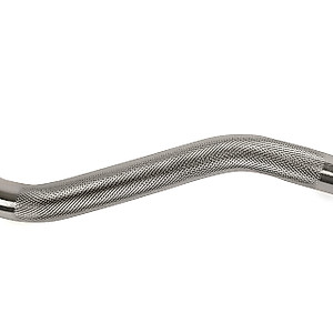 Sunny Health & Fitness 47 in Threaded Chrome Curl Bar with Ring Collars - STCB-47, grey