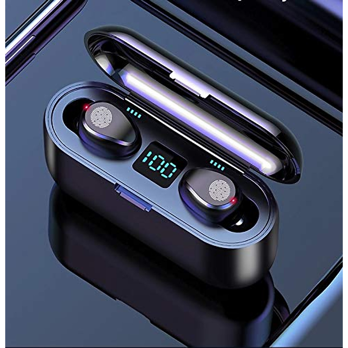 MauiNalu Superior Sound True Wireless Stereo Bluetooth 5.0 Earphone, LED Display 2000Mah Charging Case, Built-in Microphone for Calls, Gaming, and Voice Command, IPX-7 Waterproof w/4Hrs Playtime