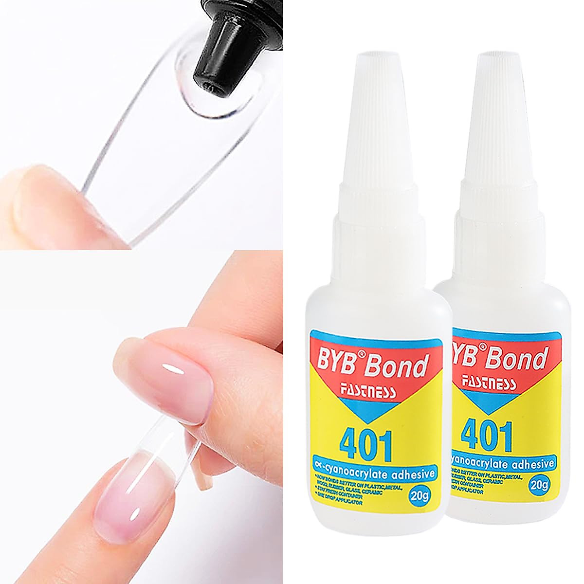Nail Glue, Super Strong Nail Glue for Acrylic Nails, Professional Nail Glue for Nail Tips for Press On Nails Quick Dry Acrylic Nail Glue for Nail Tips Super Bond Fake Nails Glue Gel 0.71OZ 2 Bottles