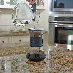 CAFE BREW COLLECTION Pour Over Coffee Maker with Permanent Filter, 1.2 Liter, 40 Ounce, Black Band