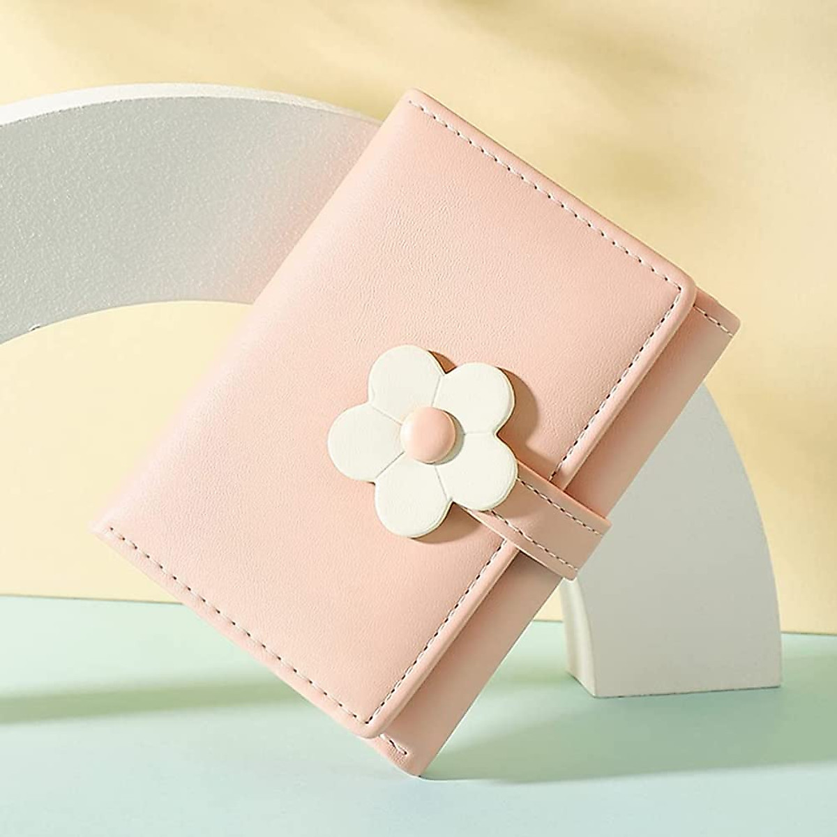 ABOOFAN Wallet Women Cute Flower Wallet for Girls Women Small Tri-Fold Wallet Cash Pocket Belt Bag
