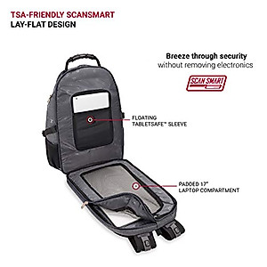 SwissGear 1900 Scansmart TSA 17-Inch Laptop Backpack, Gray Heather