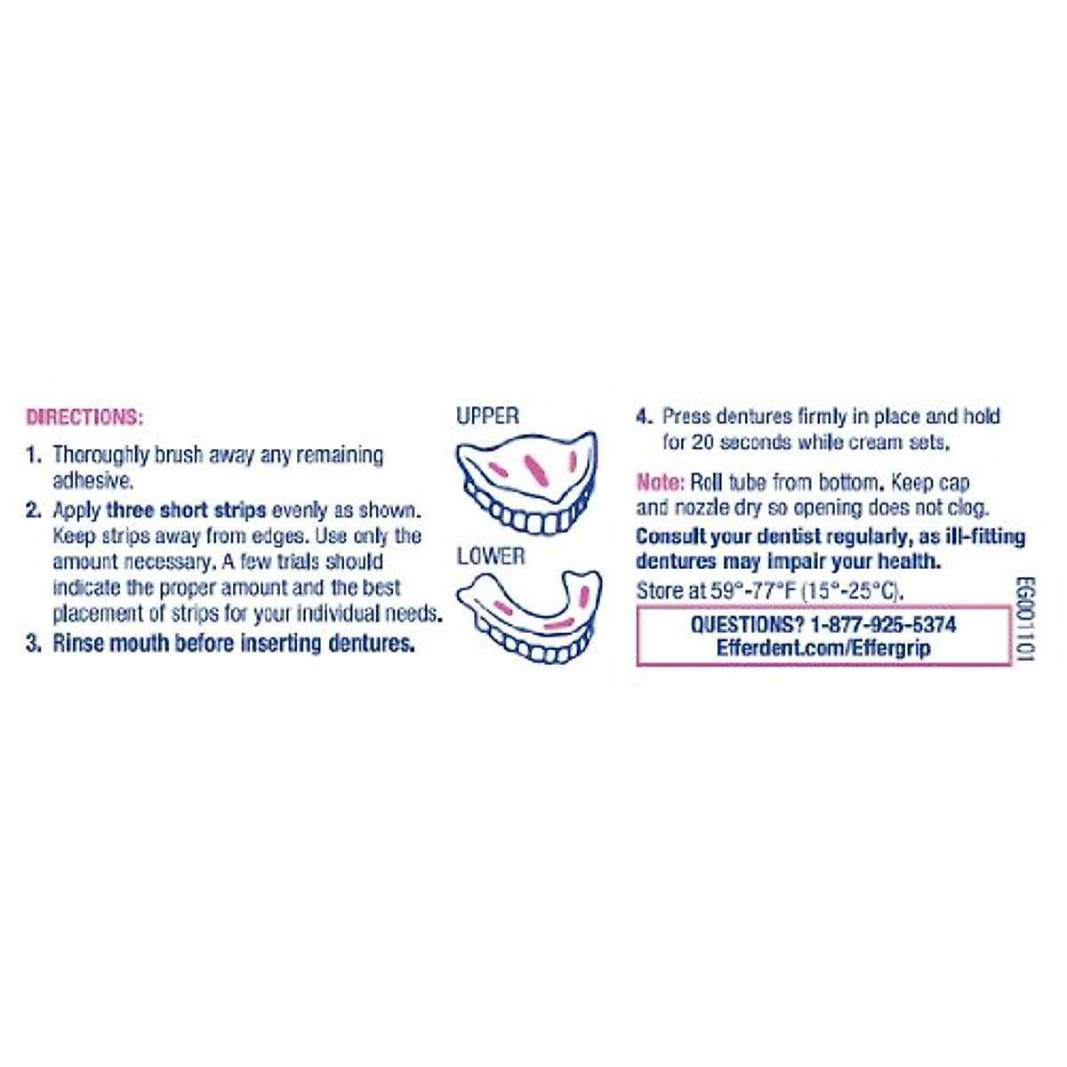 Effergrip Denture Adhesive Cream, Extra Strong Holding Power, 1.5 oz (Pack of 2)