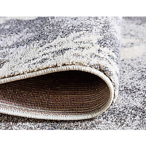 Unique Loom Positano Collection Coastal Modern Coral Lobster Shells Light Gray Runner Rug (2' x 7')