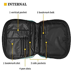 FUSURIRE Teal Marble Pattern Bible Cover with Keychain 2 PCS Bible Case and Wrist Lanyard Key Chain Large Bible Bag Carrying Book Case Bible Tote Bag with Zipper Pocket for Bible Study