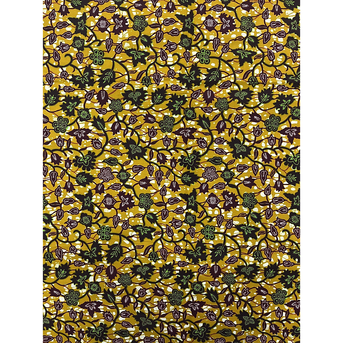 African Guaranteed Wax Block Prints Fabric/African Ankara Wrapper Fabric Wax Fabrics /-Sell by 6 Yards-100% Cotton-for Dresses-Floral Design- Plum,White, Golden-Bron, Black, Green