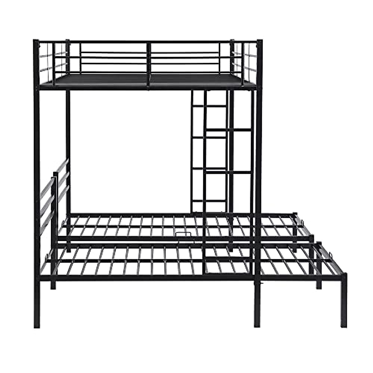 Lifeand Full Over Twin&Twin Size Bunk Bed with Built-in Shelf, Black