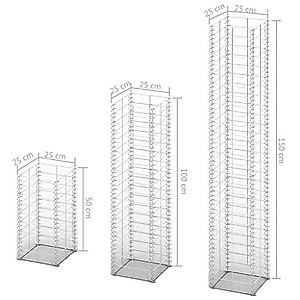 vidaXL Gabion Set 3 Piece Galvanized Wire Patio Outdoor Garden Yard Privacy Protection Welded Mesh Rock-Stone Wall Barrier Fence Panel