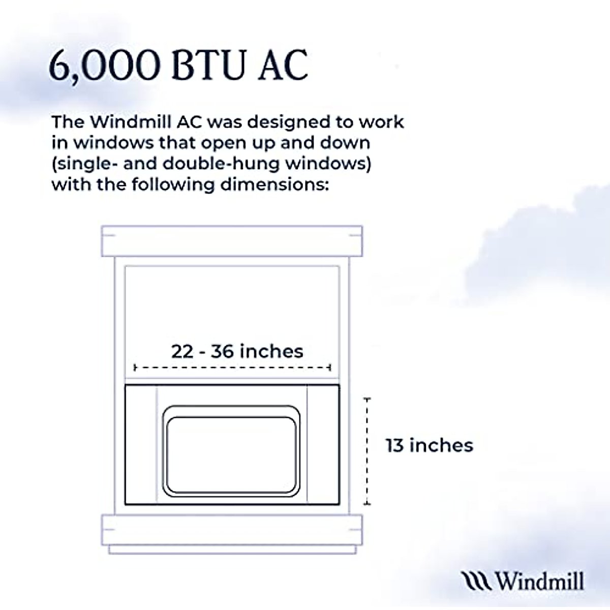 Windmill Air Conditioner Smart Home AC Unit - Easy to Install, Quiet, and Energy Efficient - Side Insulation - Auto-Dimming LED Display - App and Voice-Enabled - 6000 BTU - Designed in the USA
