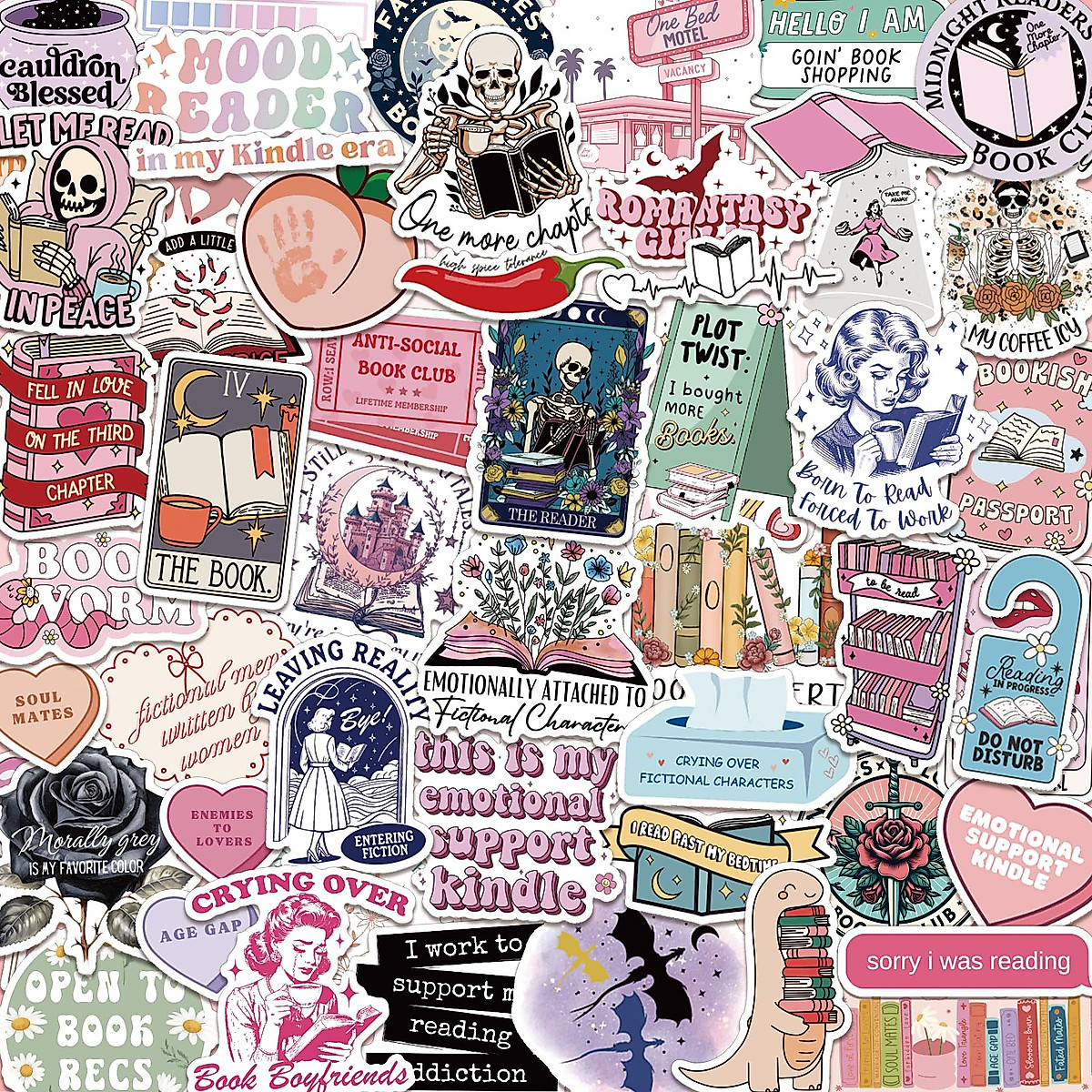 150 PCS Romance Book Stickers for Kindle, Holographic Bookish Sticker Pack Reading Booktok Glitter Vinyl Decals for Laptop Ebook Readers Water Bottles Journal Scrapbook Waterproof