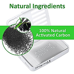 iTouchless AbsorbX Refrigerator Odor Removal 2-Pack Fridge and Freezer Deodorizer, Better than Baking Soda, Replaceable Natural Filter Extends Food Freshness, Prevents Waste, 6-Month Supply Included