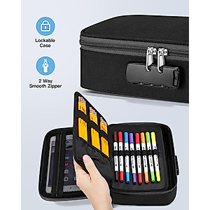 Zannaki Big Capacity Storage Pouch Marker Pen Pencil Case Simple Stationery Bag Box Art Tool & Sketch Storage Boxes for Bullet Journal Middle High School Office College Student Girl Women Adult Teen