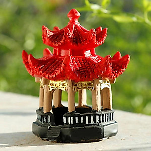 Sdeetesamjun Fairy Garden Accessories Mini Pavilion Pagoda Garden Statue Zen Garden for Desk Japanese Home Office Decor Meditation Accessories