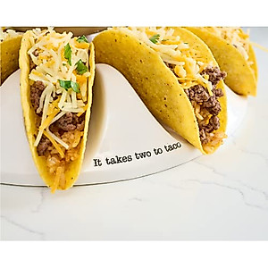 Mud Pie Circa White Integral Taco Holder, White, 3" x 12" dia