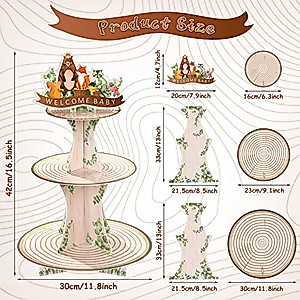 Woodland Baby Shower Decorations Woodland Cupcake Stand, 3 Tier Rustic Jungle Animal Wood Cupcake Holders Woodland Creatures Forest Lumberjack Theme Party for Boy Girl Welcome Party Supplies