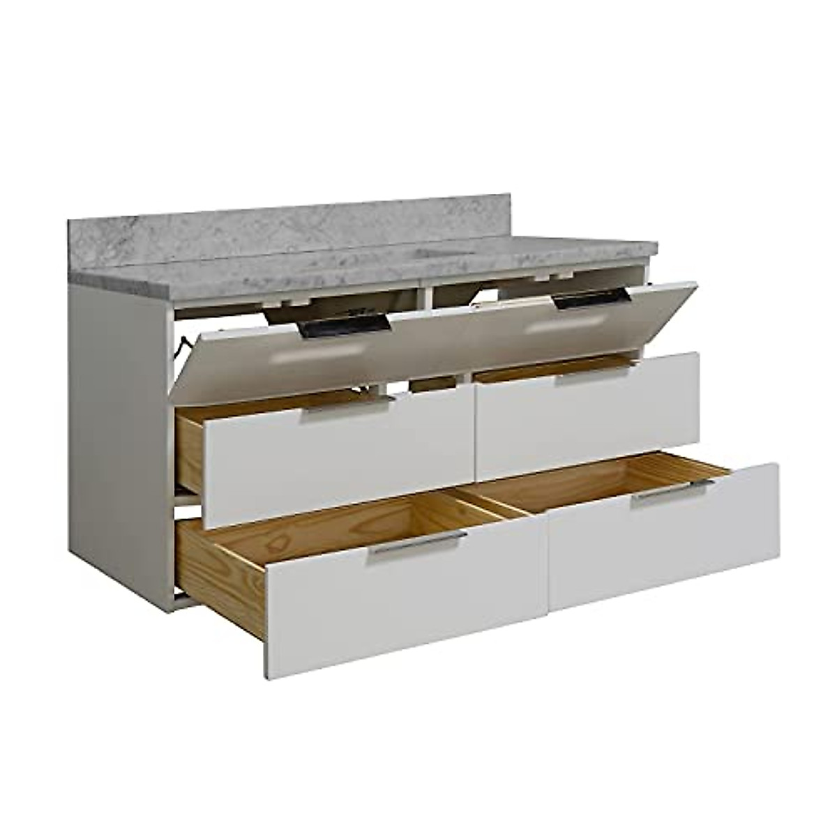 Kitchen Bath Collection Oslo 48-inch Floating Bathroom Vanity (Carrara/White): Includes White Cabinet with Authentic Italian Carrara Marble Countertop and White Ceramic Sink