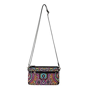 Sakroots Womens Eco-twill Sakroots Corin Smartphone Flap Crossbody in Eco Twill, Rainbow Wanderlust, One Size US