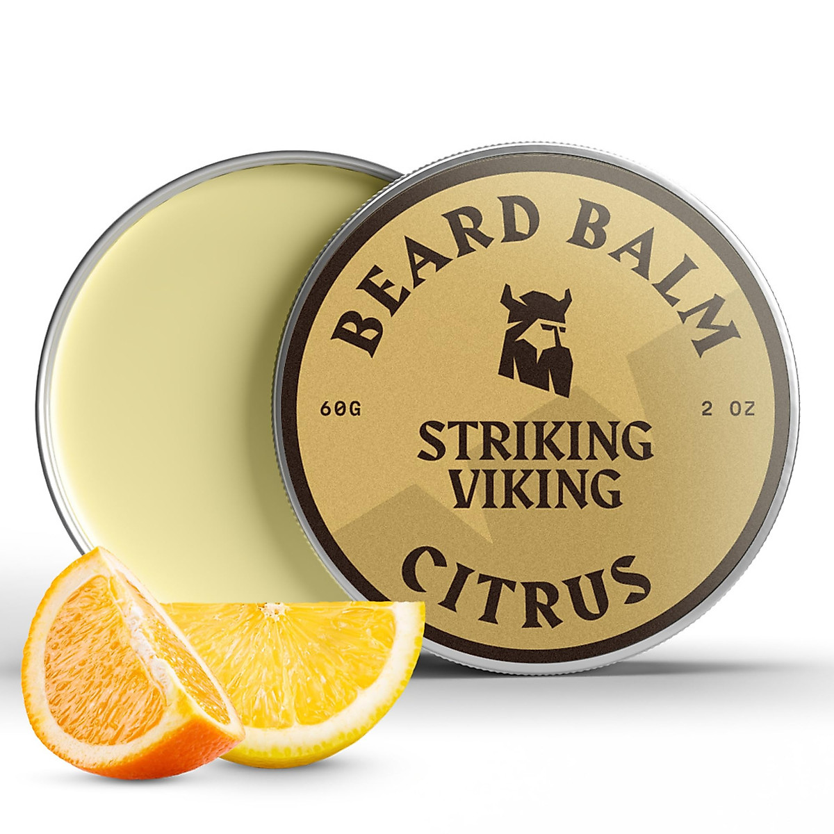 Striking Viking Beard Balm for Men - Citrus Scented Beard Styling Balm (2 oz) - Made With Argan & Jojoba Beard Oils - Style, Strengthen & Soften Beards - Leave In Beard Cream for Men