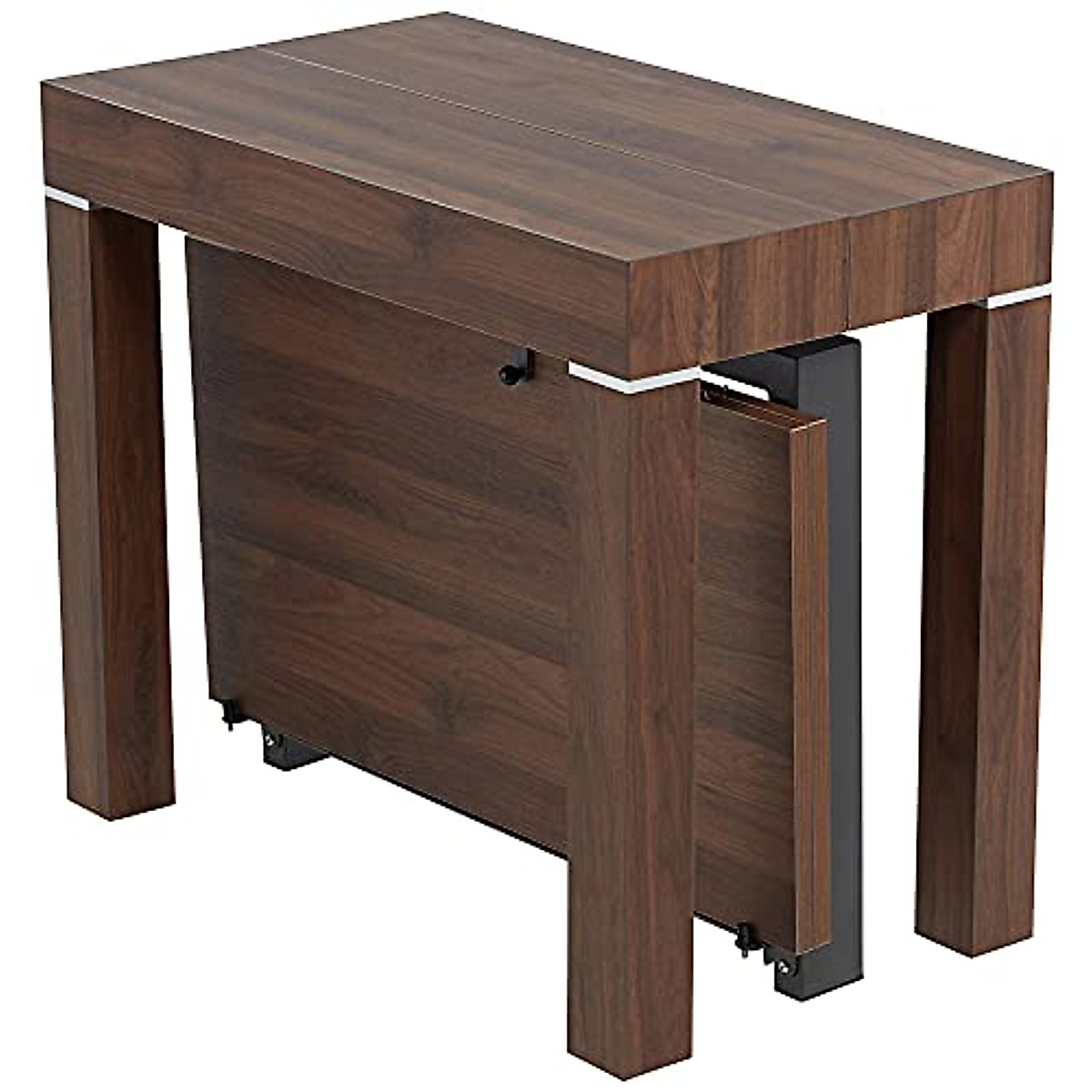 55 Downing Street Warhol Modern Distressed Walnut Wood Rectangular Dining Table 59 1/4" x 35 1/2" Brown 2-Leaf Extension for Spaces Living Room Bedroom Bedside Dining Room Entryway House Office