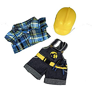 Construction Worker with Hard Hat Teddy Bear Clothes Fits Most 14"-18" Build-a-bear and Make Your Own Stuffed Animals