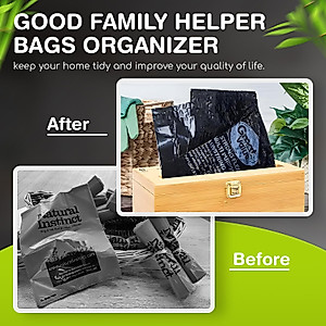 Khamis Wall-Mounted Trash Bag Dispenser Roll Holder - Bamboo Under Sink Garbage Bag Holder for Home & Kitchen - Trash bang Organizer for Waste Management - Kitchen Storage Box Holder for Plastic Bag