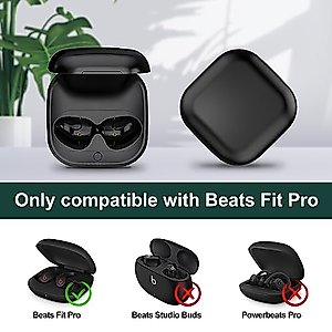 Wireless Charging Case for Beats Fit Pro, Replacement Charger Case for Beats Fit Pro with Bluetooth Pairing, 700mAh Built-in Battery, Support Wireless and Wired Charging, Not Include Earbuds (Black)
