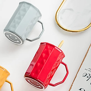 QZ.HAYC Porcelain Tea Set Tea Cup Tea Cup Set Coffee Cup Tea Cup 6-Piece Set (Including Storage Rack) Afternoon Tea Set, Ceramic Coffee Cup, Latte Cup (Six Color Cups)