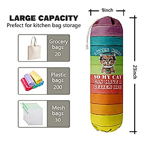 Funny Grocery Bags Holder Organizer For Shopping Bags，Wall Mount Plastic Bags Storage Container Dispensers, Pet Lovers Home Kitchen Gifts For Women, Family, Friends, Cat Mom, Cat Dad