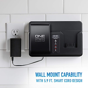 Hoover ONEPWR Dual Bay Charger, Compact 2 Battery Charging Hub, BH05200, Black