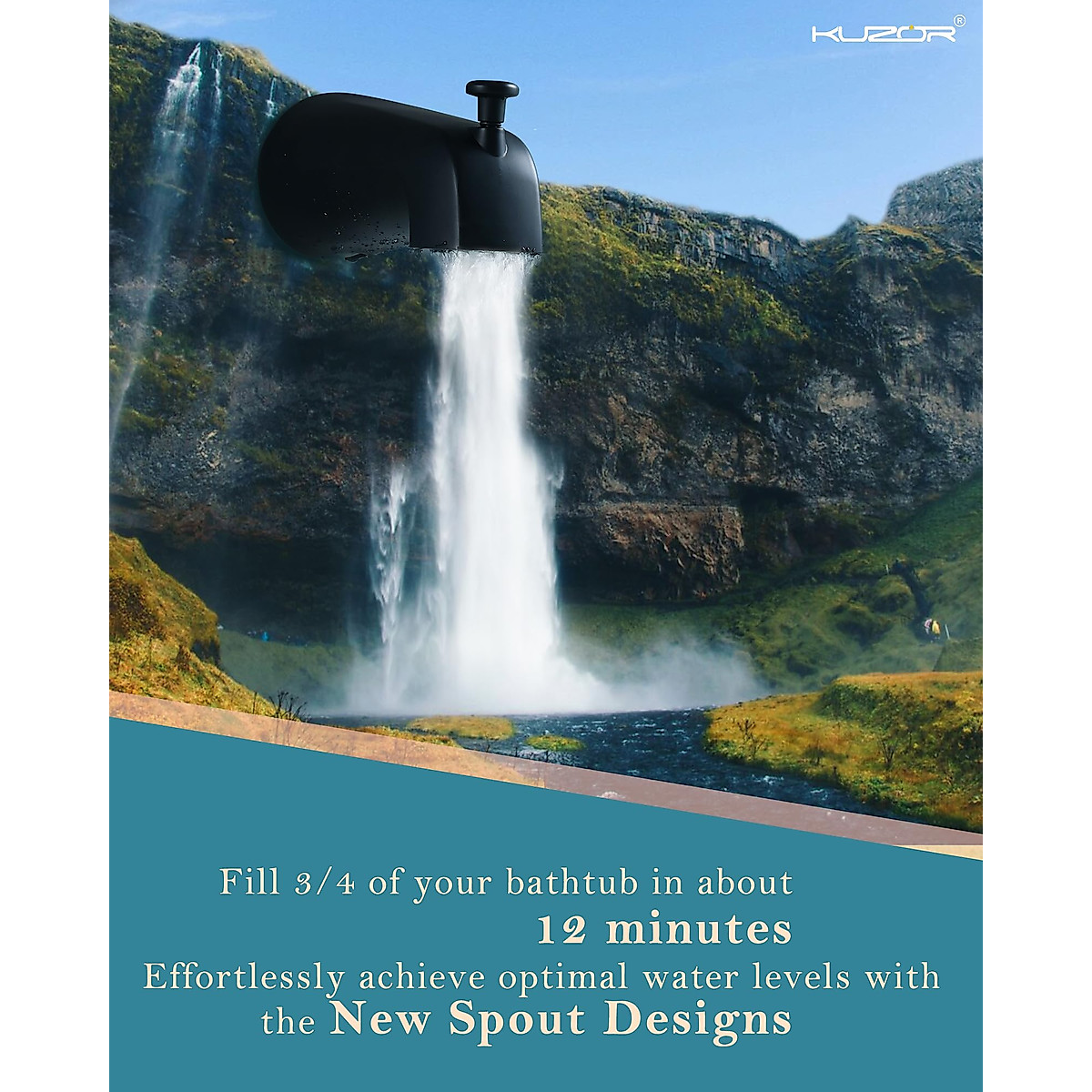 KUZOR 1PC Bathtub Shower Faucets Set, Brass With 304 Stainless Steels 5.5 inches 7 Setting Spray Shower Head, Efficient, Dense Water Flow, Anti-Scald - Bathroom/Shower Room - Matte Black