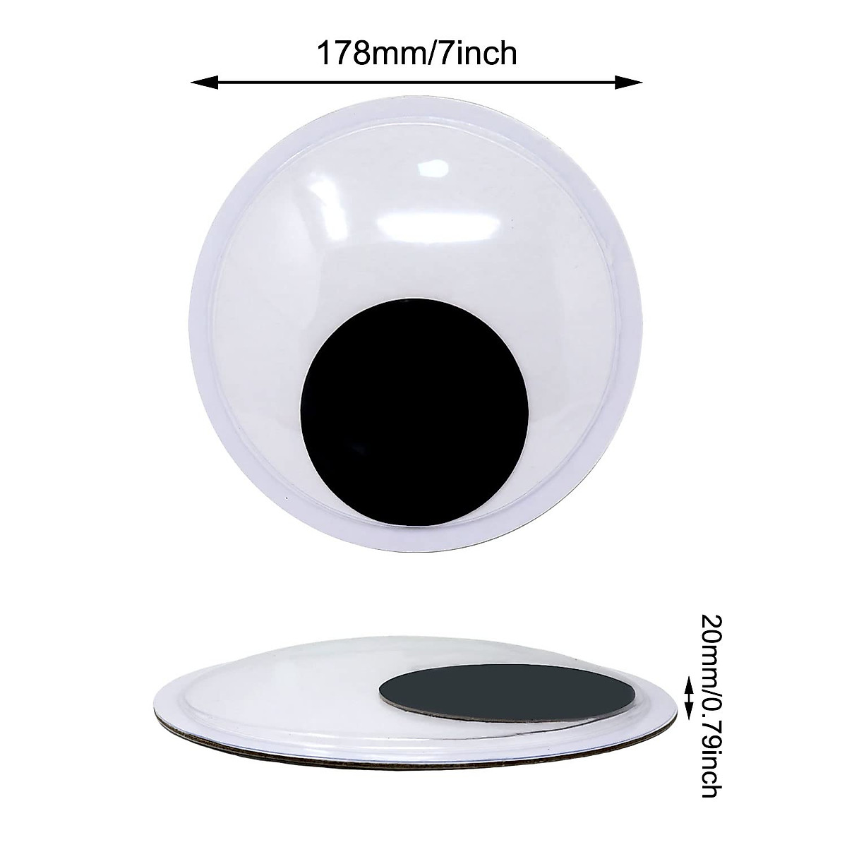 Honbay 4PCS Plastic 7 Inch Gaint Wiggle Eyes Self Adhesive Googly Eyes Large Sticky Eyes Decoration for Refrigerator Door Car Christmas Trees Decor DIY Craft Projects
